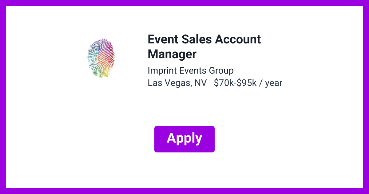 Event Sales Account Manager At Imprint Events Group event-sales-account-manager-at-imprint-events-group