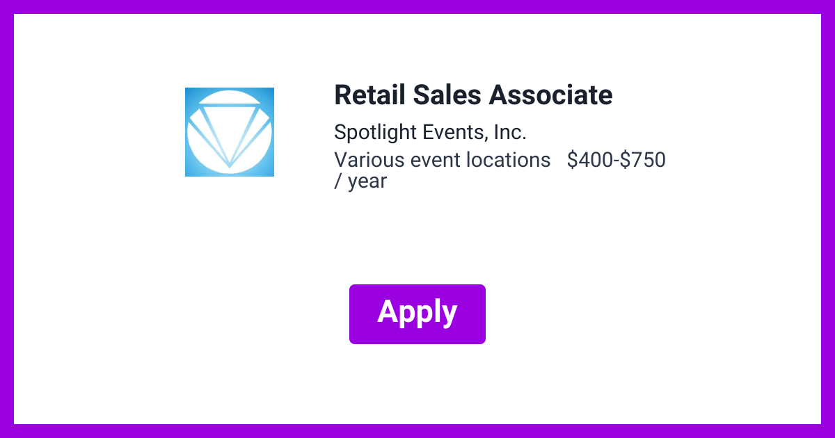 Retail Sales Associate at Spotlight Events, Inc.